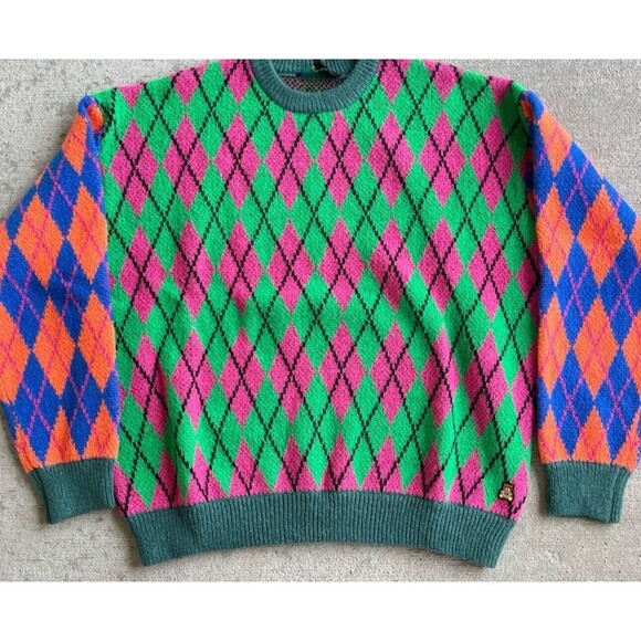 Teddy Fresh | Sweaters | Teddy Fresh Colorful Argyle Knit Block Sweater ...
